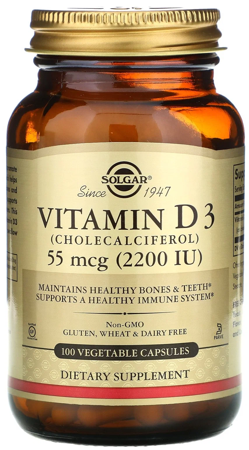 Витамин д3, Solgar, vitamin D3 (Cholecalciferol) 2200 МЕ, 150 г, 2200 МЕ, 100 шт.