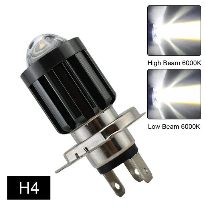 H4 LED лампа для мотоцикла, 12В, 15Вт, 6000лм, 6000K, белый