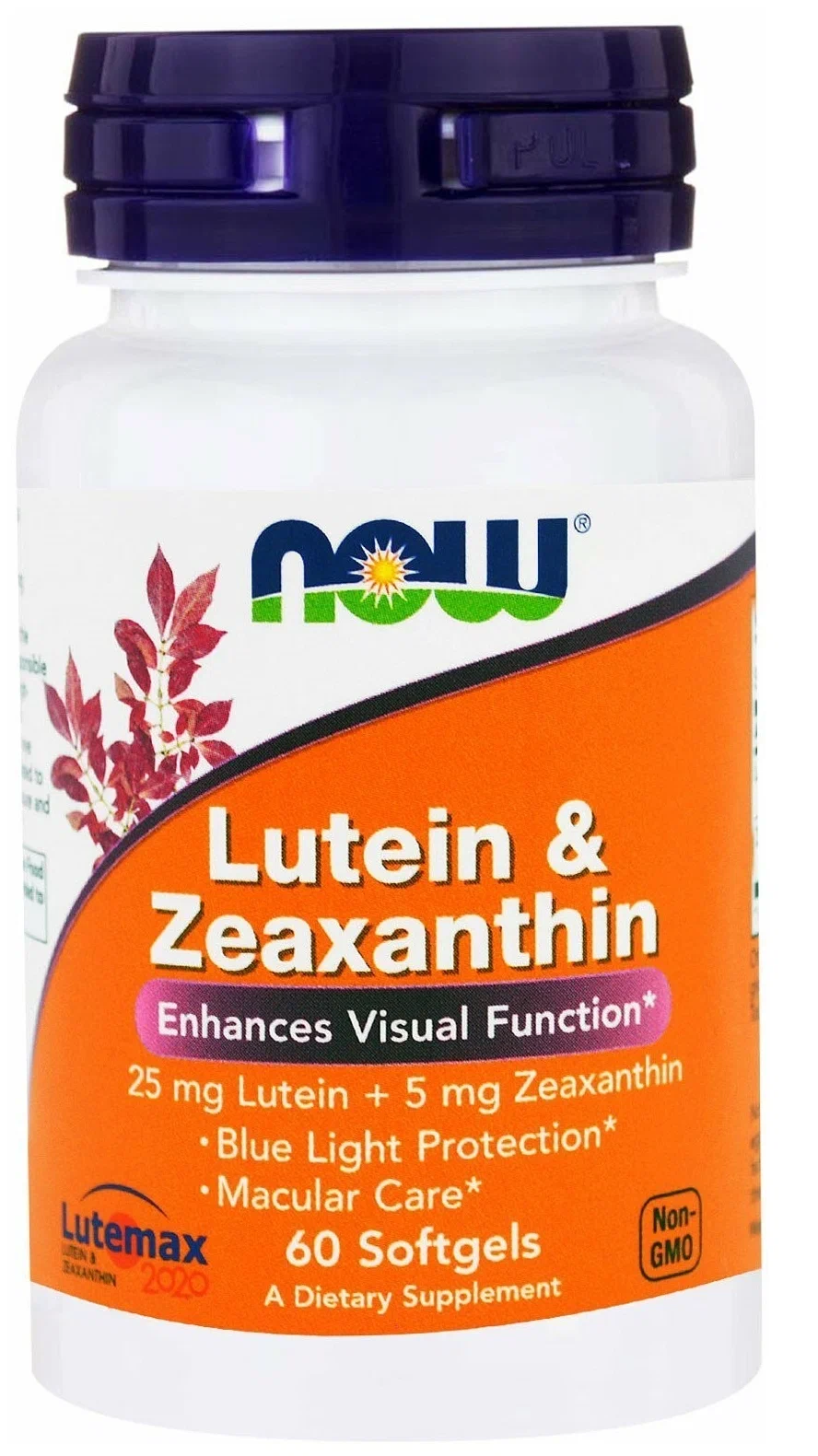 NOW Foods, Lutein & Zeaxanthin, Лютеин с зеаксантином, 25 мг. + 5 мг. в мягких капсулах, 60 шт.