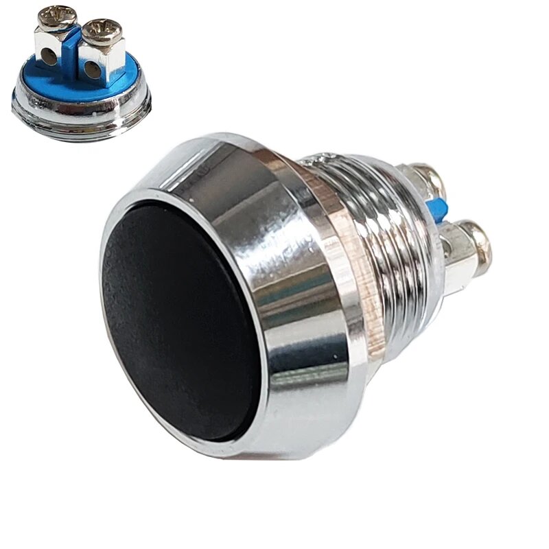 12 мм цветной металлический кнопочный переключатель с шариковой поверхностью 250 В, 3 А, отсутствует стандартная блокировка, мгновенный автоматический сброс при нажатии IP65, 2 типа установки