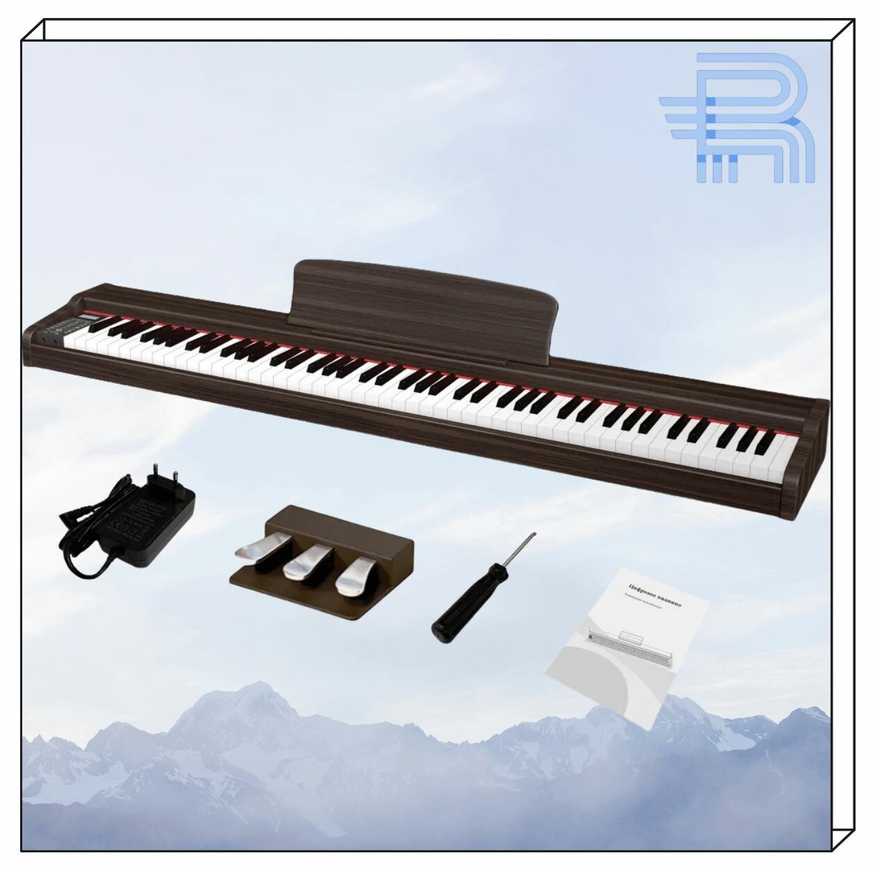 Цифровой рояль bluetooth 88 клавиш, Три педали. коричнев , BL-580-LP