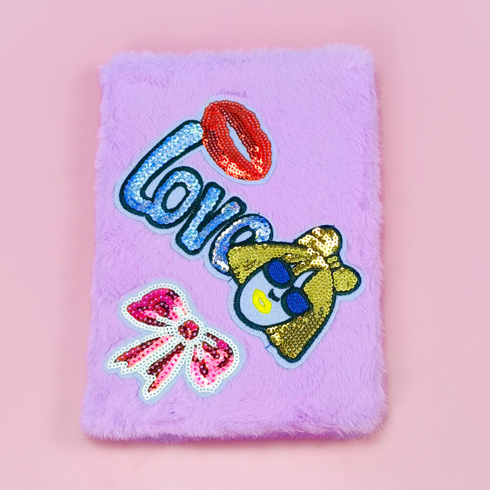 Плюшевая книга "Love Novelty", для девочек, 160 стр, А5, фиолетовая обложка