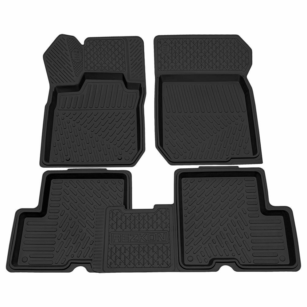 Коврик салонный резиновый (черный) для Renault Logan (04-15) (Борт 4см)