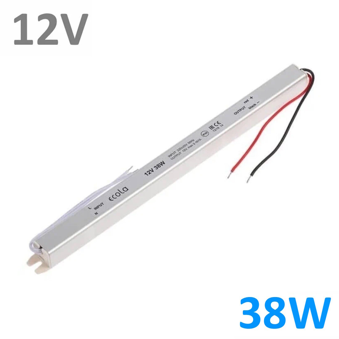 Блок питания 12В 38Вт 262x18x18мм IP20 для LED-лент Ecola SlimLine