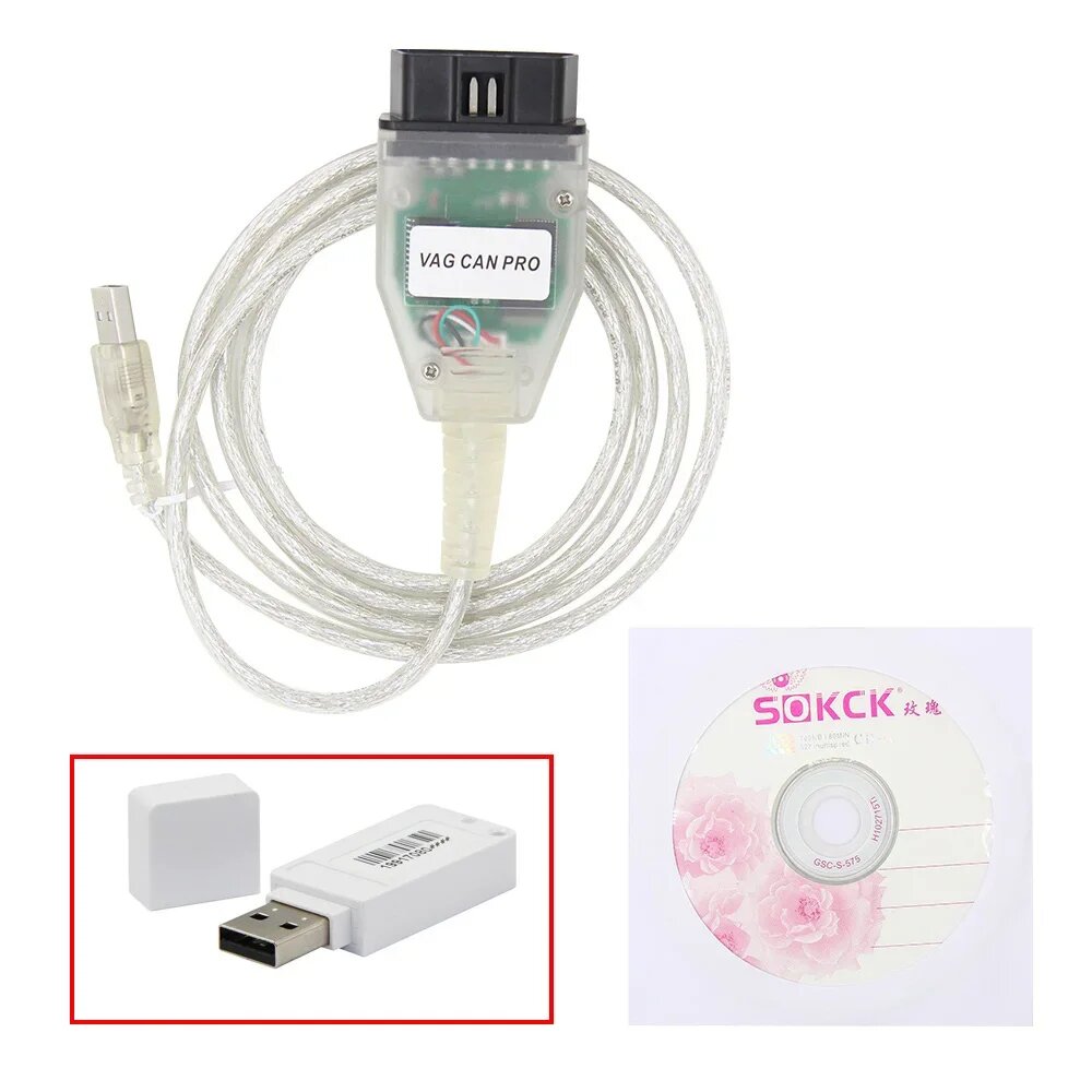 Автомобильный диагностический сканер VCP VAG CAN PRO V5.5.1 K-line OBD 2 OBD2 FTDI VCP CAN PRO With Dongle