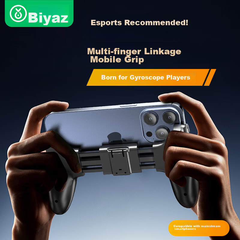 BIAZE Mobile Game Controller, PUBG Helper And Peace Elite Assistant, Mechanical Gun Press DNF Honor of Kings Gaming Accessory Grip, for Apple And Android, YX84