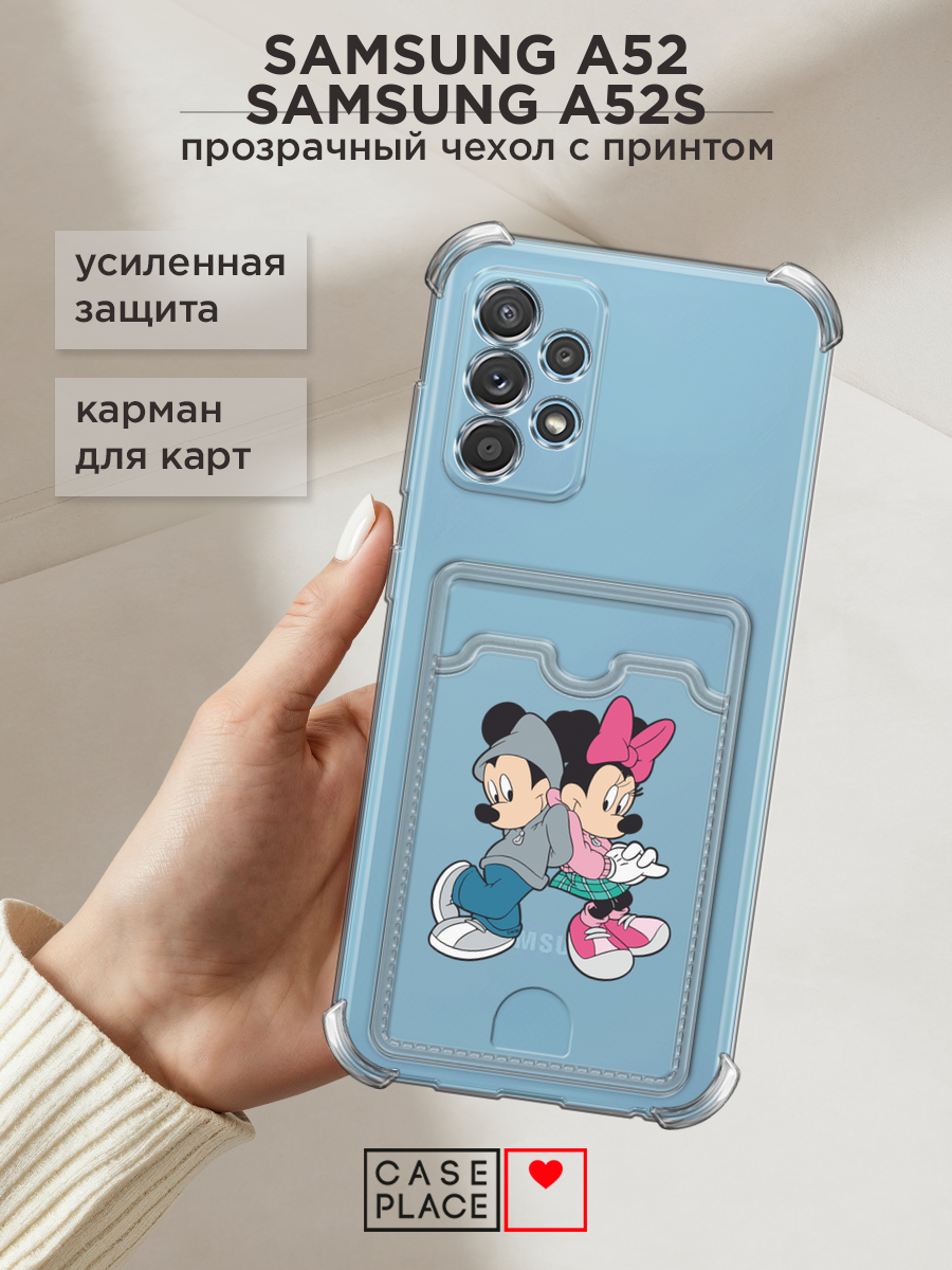 Чехол на Samsung Galaxy A52/A52s (Самсунг Галакси А52/A52s) с картой и принтом Микки Маус и Минни Маус