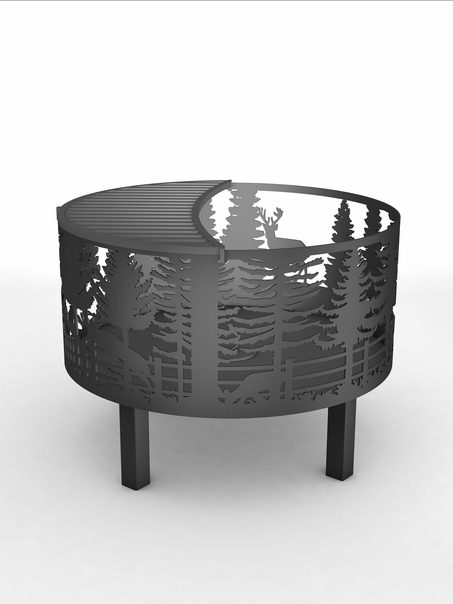 Костровая чаша Вольный олень 3в1(Решетка гриль+Купол искрогаситель) 70 см 0,3 см