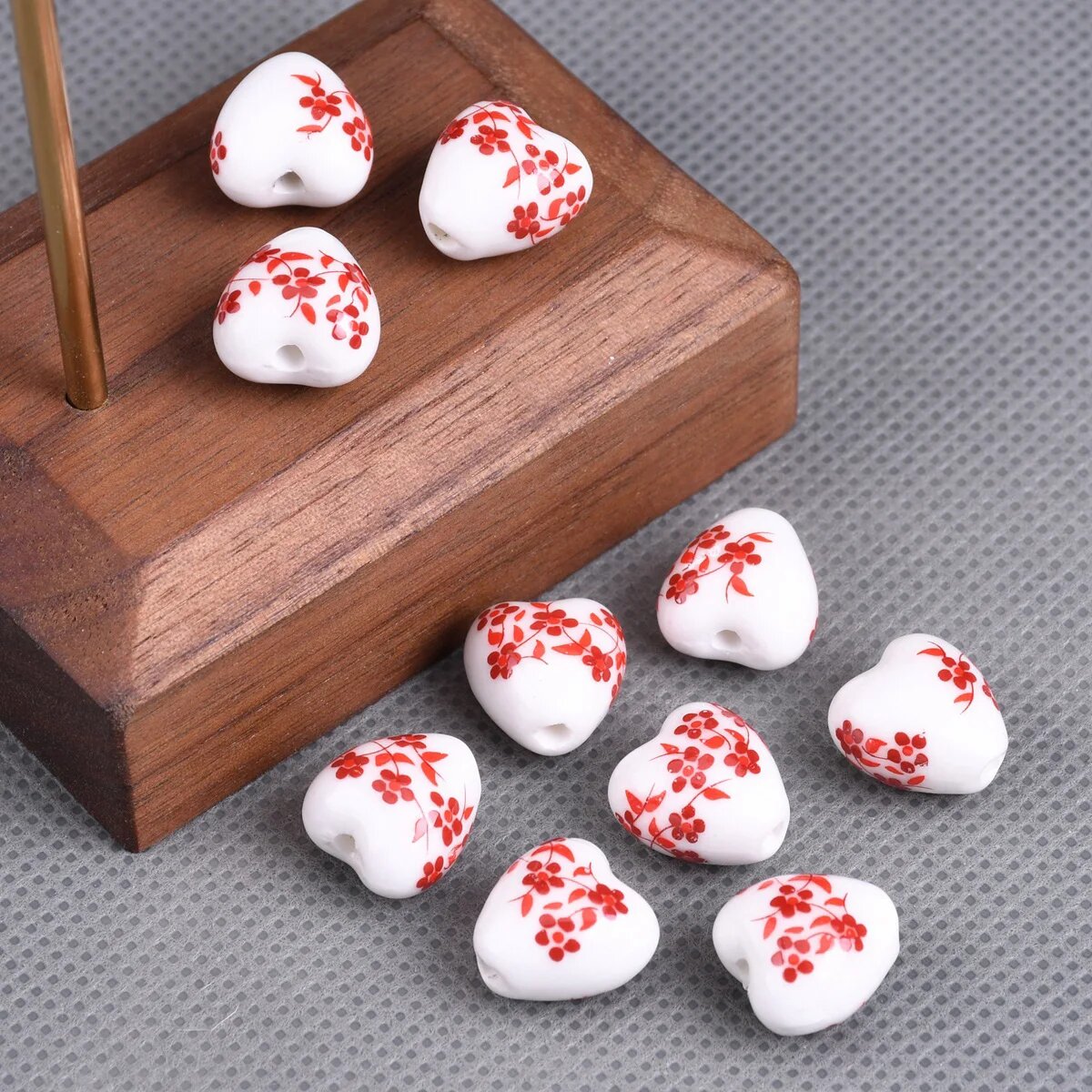 Керамические бусины Siancolary сердце 12 мм 10 шт Белый, Red 2