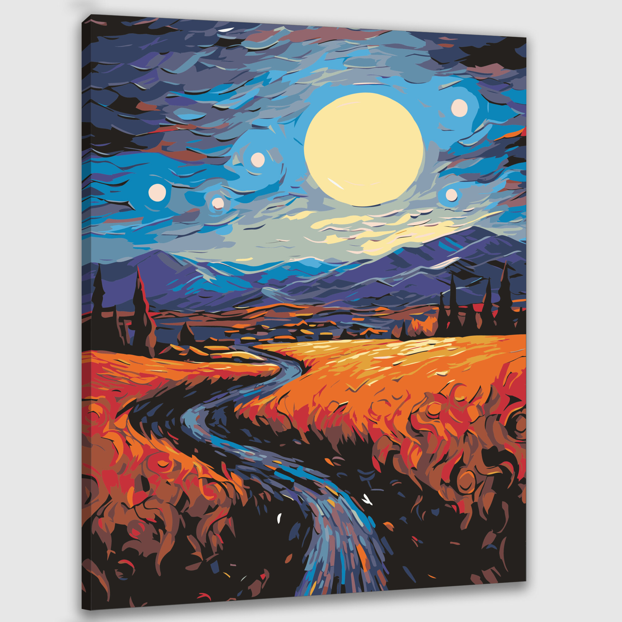 Картина по номерам 40x50 см, акриловая картина, Ван Гог, цветовая палитра, выразительный мазок, энергия, пейзаж