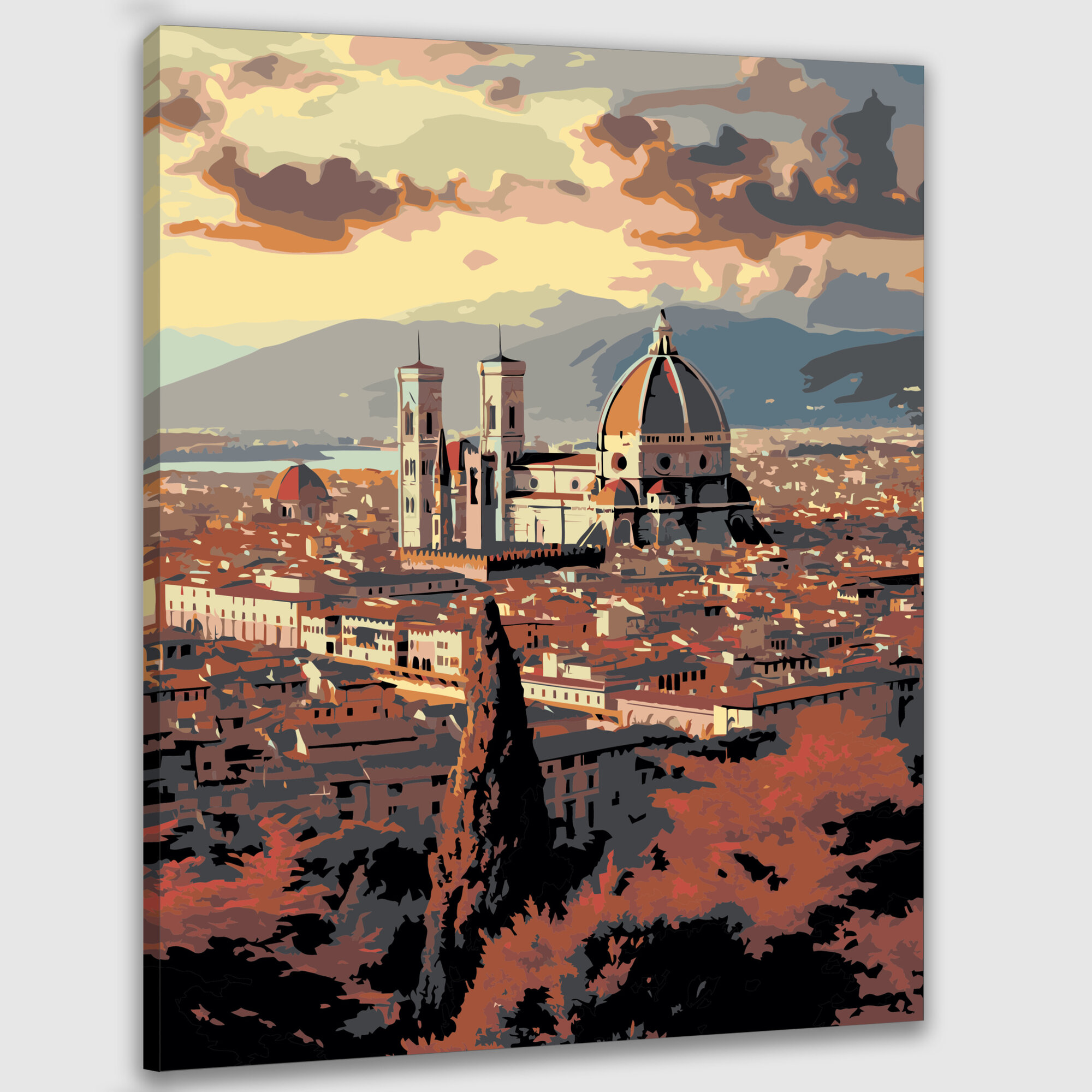 Картина по номерам 40x50 см, цифровая иллюстрация, Флоренция, культовый кафедральный со, горизонт, эпоха Возрождения