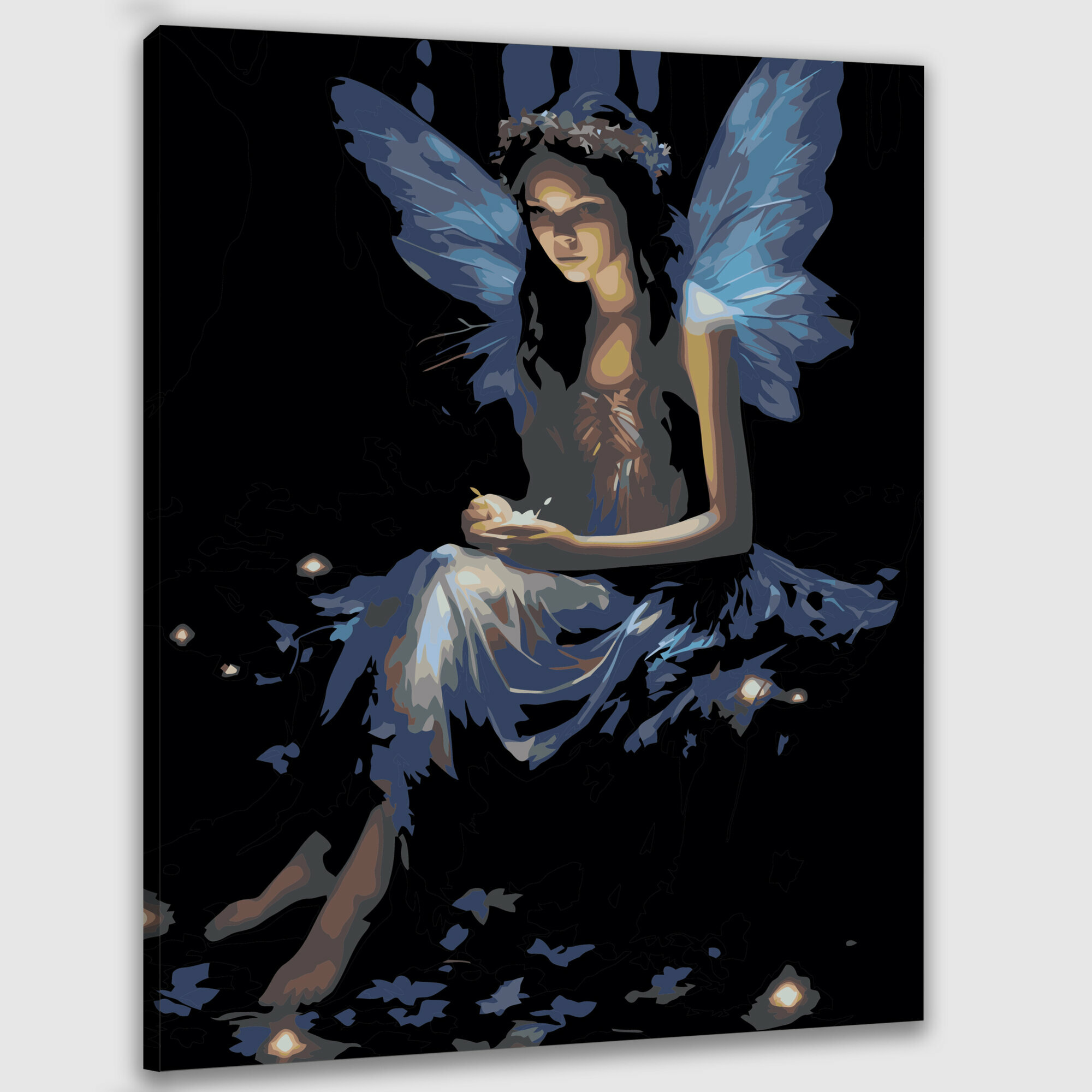 Картина по номерам 40x50 см, Картина, масло, фея, хранительница снов, лунный свет, лесная поляна, полупрозрачные крылья