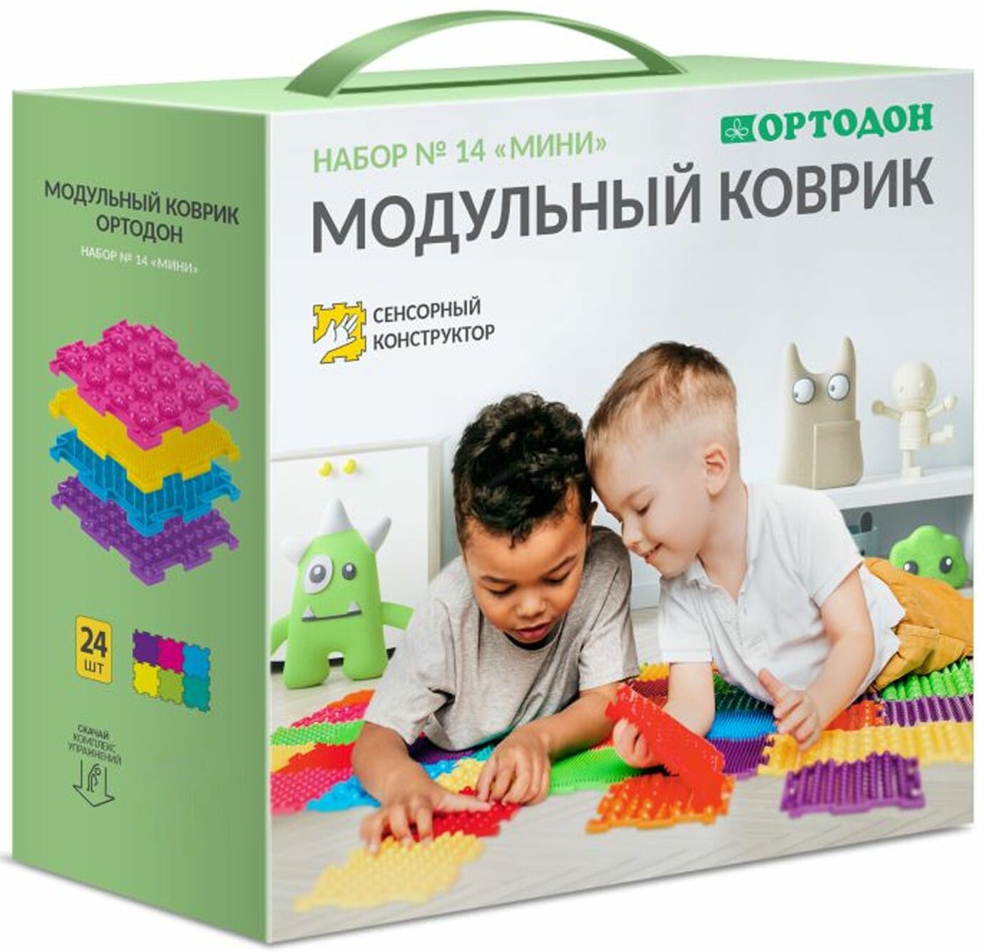 Массажный модульный коврик-пазл Ортодон "мини" набор из 24 минипазлов, для профилактики плоскостопия и массажа стоп