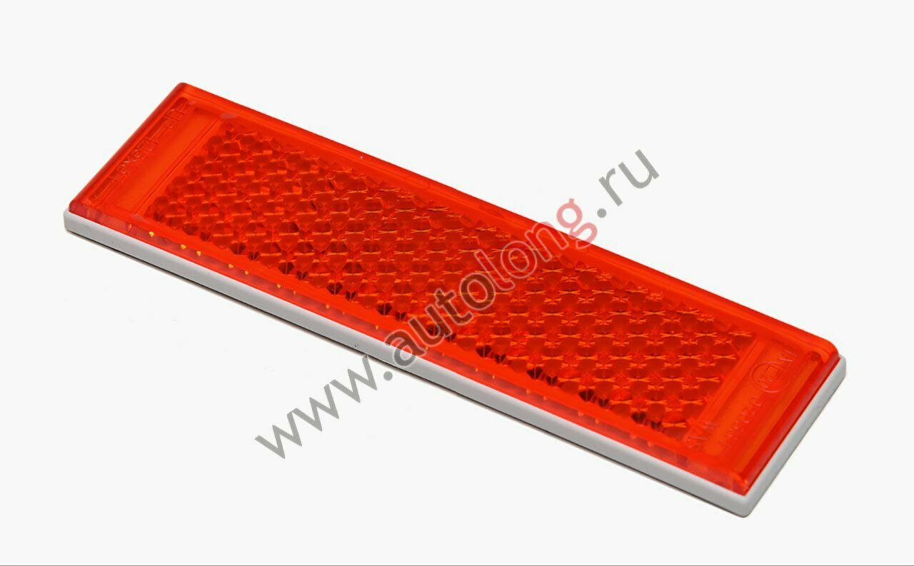 Катафот, красный, прямоугольный, на липучке, пластик, 10x4 см