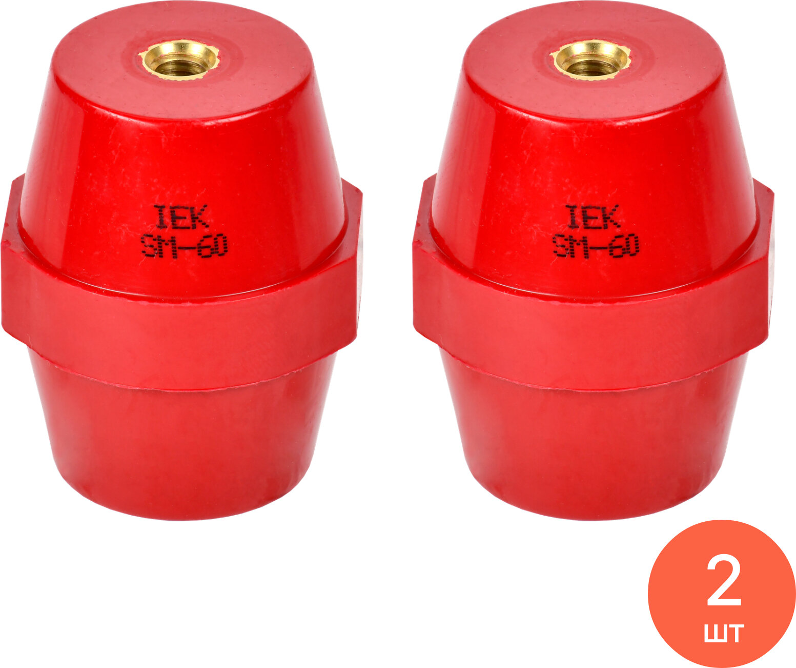 Изолятор IEK / ИЭК SM60 силовой, из полиамида, красный, 1 полюс, максимальный номинальный ток 750А, YIS11-60-20 / электрика (комплект из 2 шт)