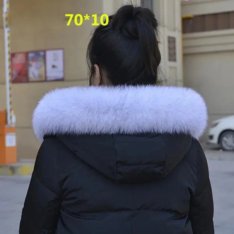 Qearlstar Женщины 100% натуральный лисий мех воротник 10 см ширина мужчины дети реальный мех воротник шарфы белый черный,120,9, натуральный мех,70, light blue, SKU00303