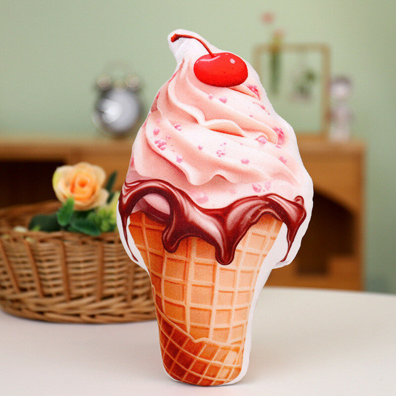 Цветная мягкая игрушка в виде мороженого, красиво выполненная в различных ярких вкусах