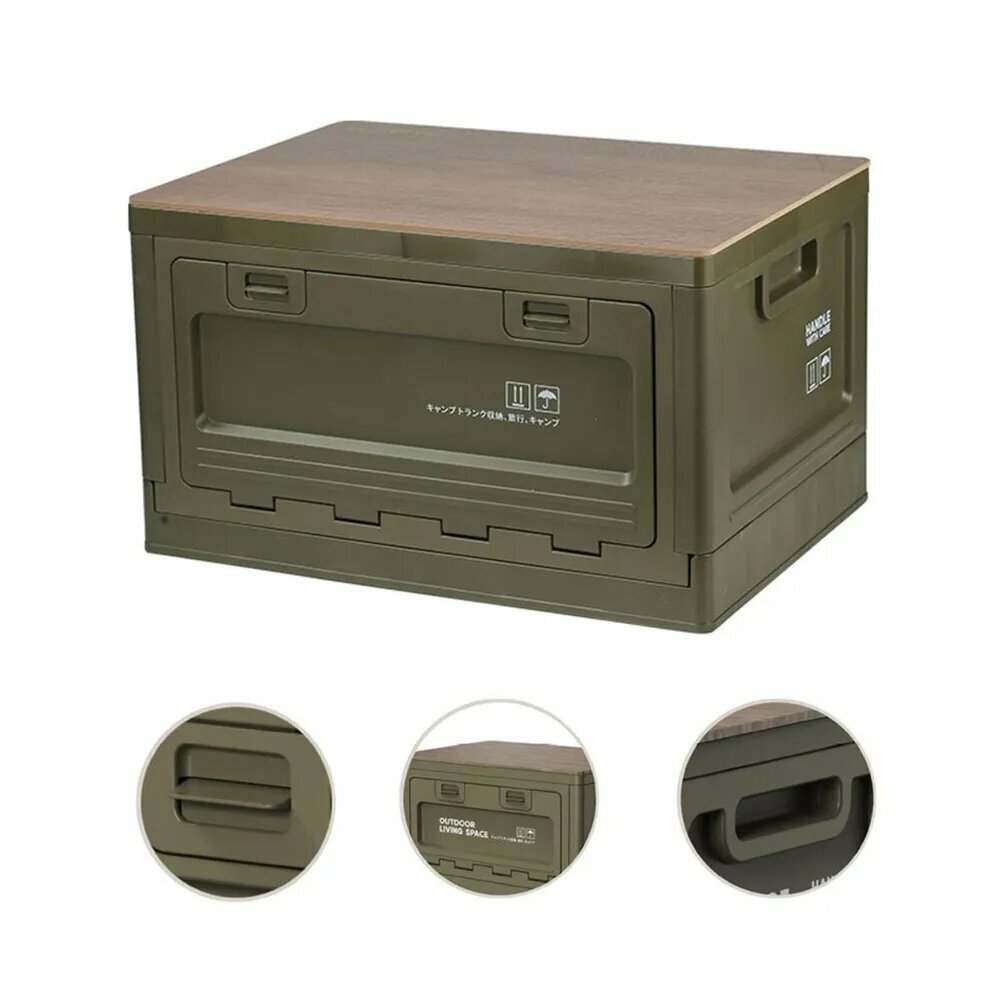 Складной ящик для хранения кемпинга, деревянная крышка, мусорное ведро, складные органайзеры шкафа, автомобильный контейнер