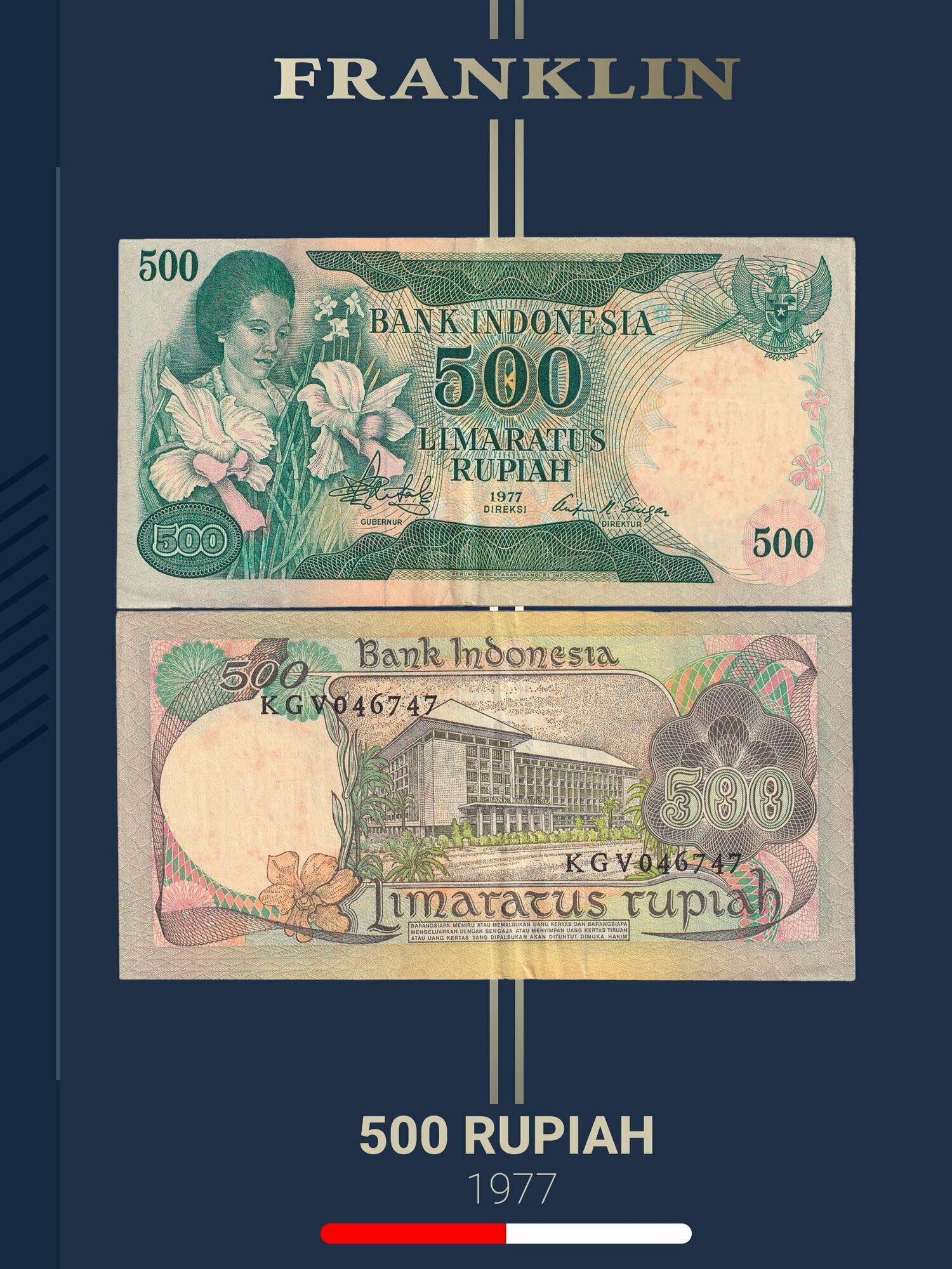 Банкнота Индонезия 500 рупий 1977 год (VF) Pick 117