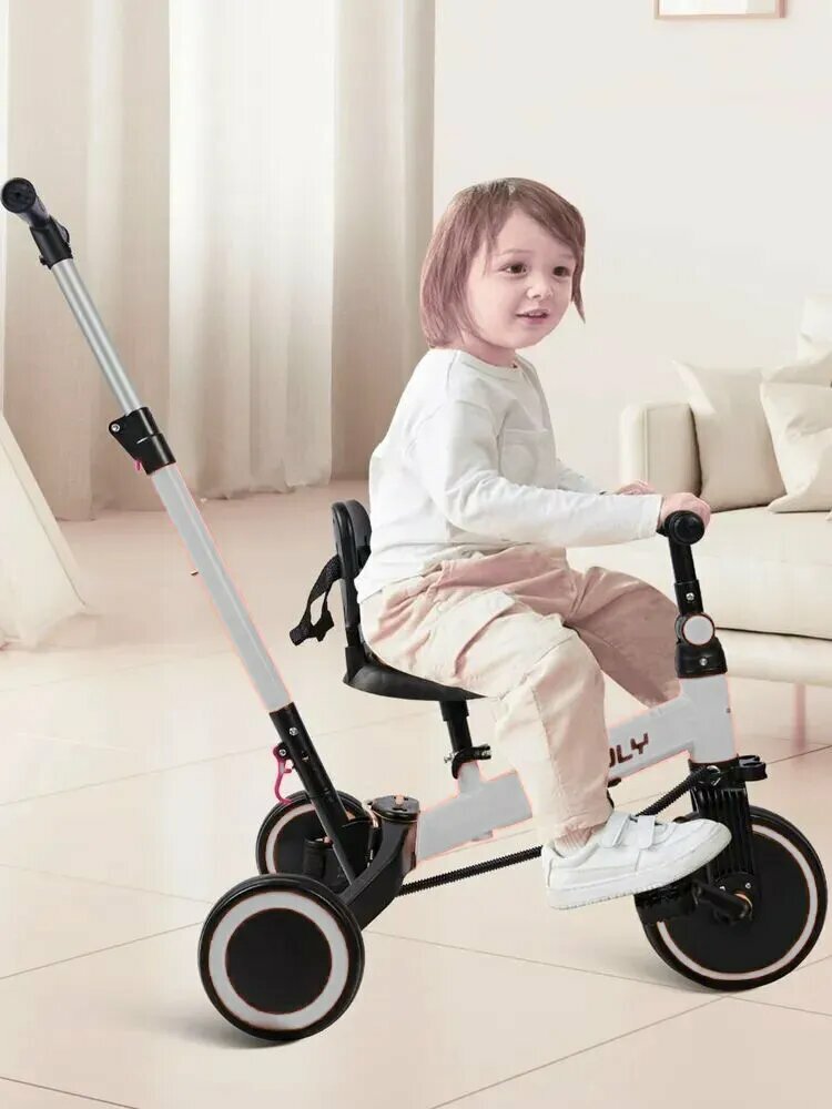 Беговел-велосипед Kreiss, для детей, от 2 до 6 лет, сталь, с ручкой, цвет белый