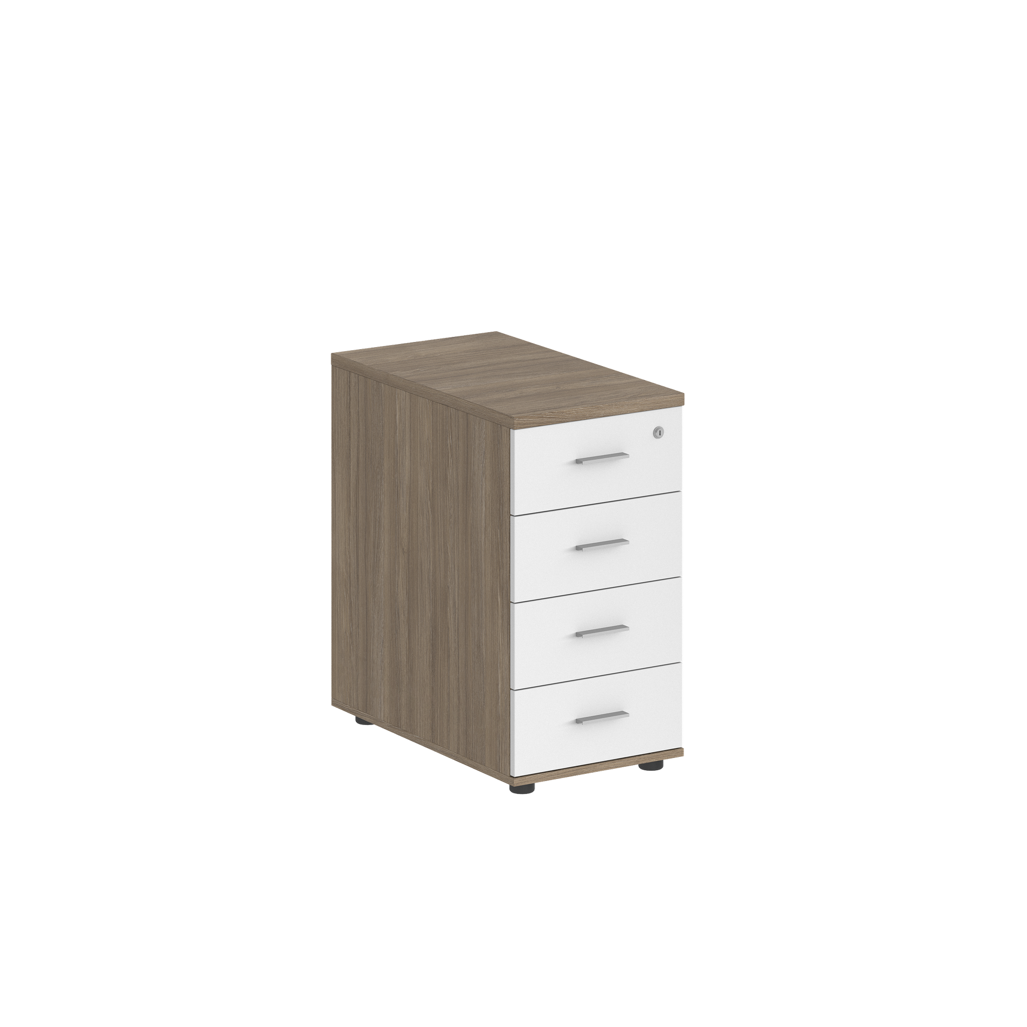 Тумба приставная Norden с 4 ящиками, с замком без топа SG.522 корпус: дуб темный; фасады: белый