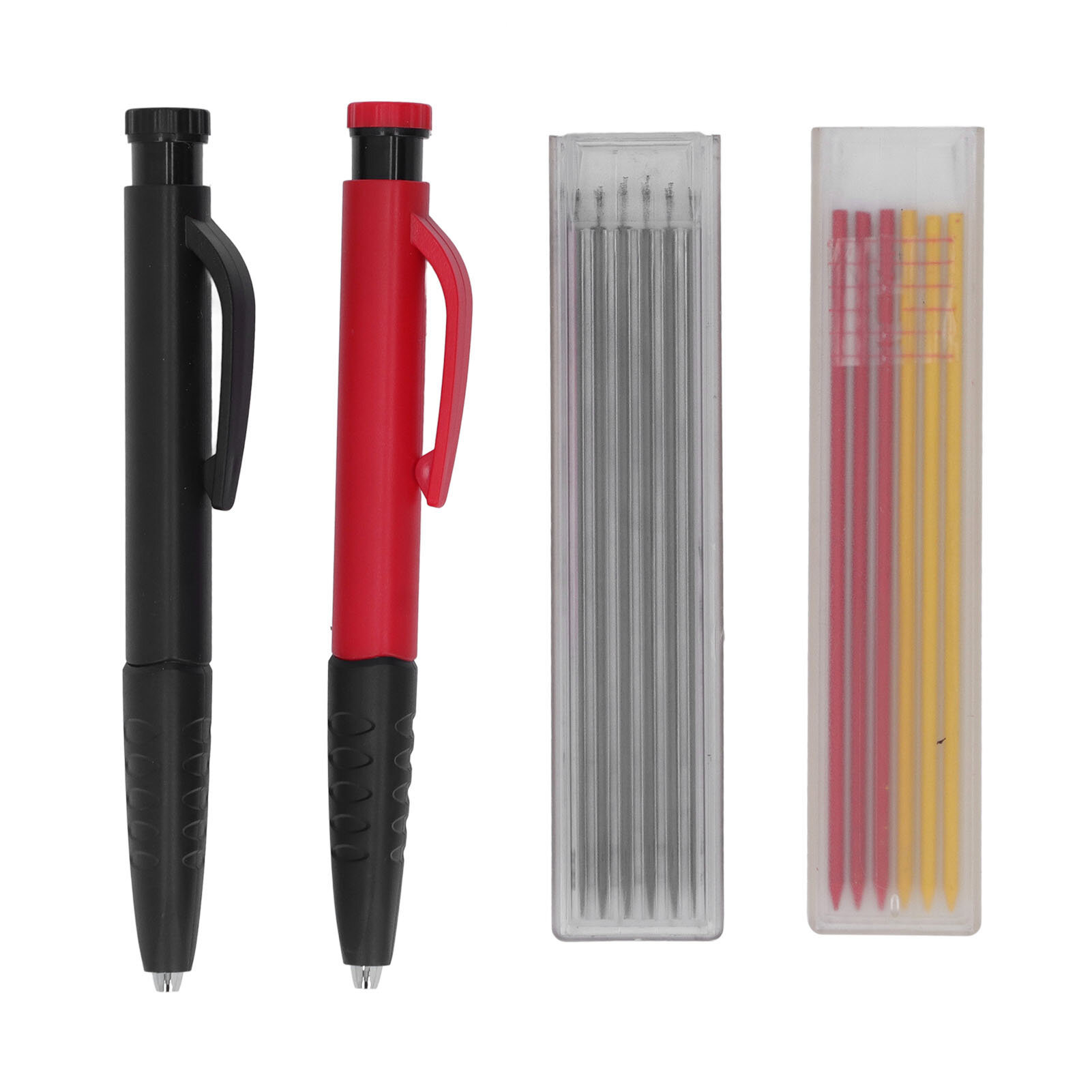 Набор из 2 столярных карандашей, маркеров и инструментов для разметки, а также 12 сменных стержней для работы по дереву.