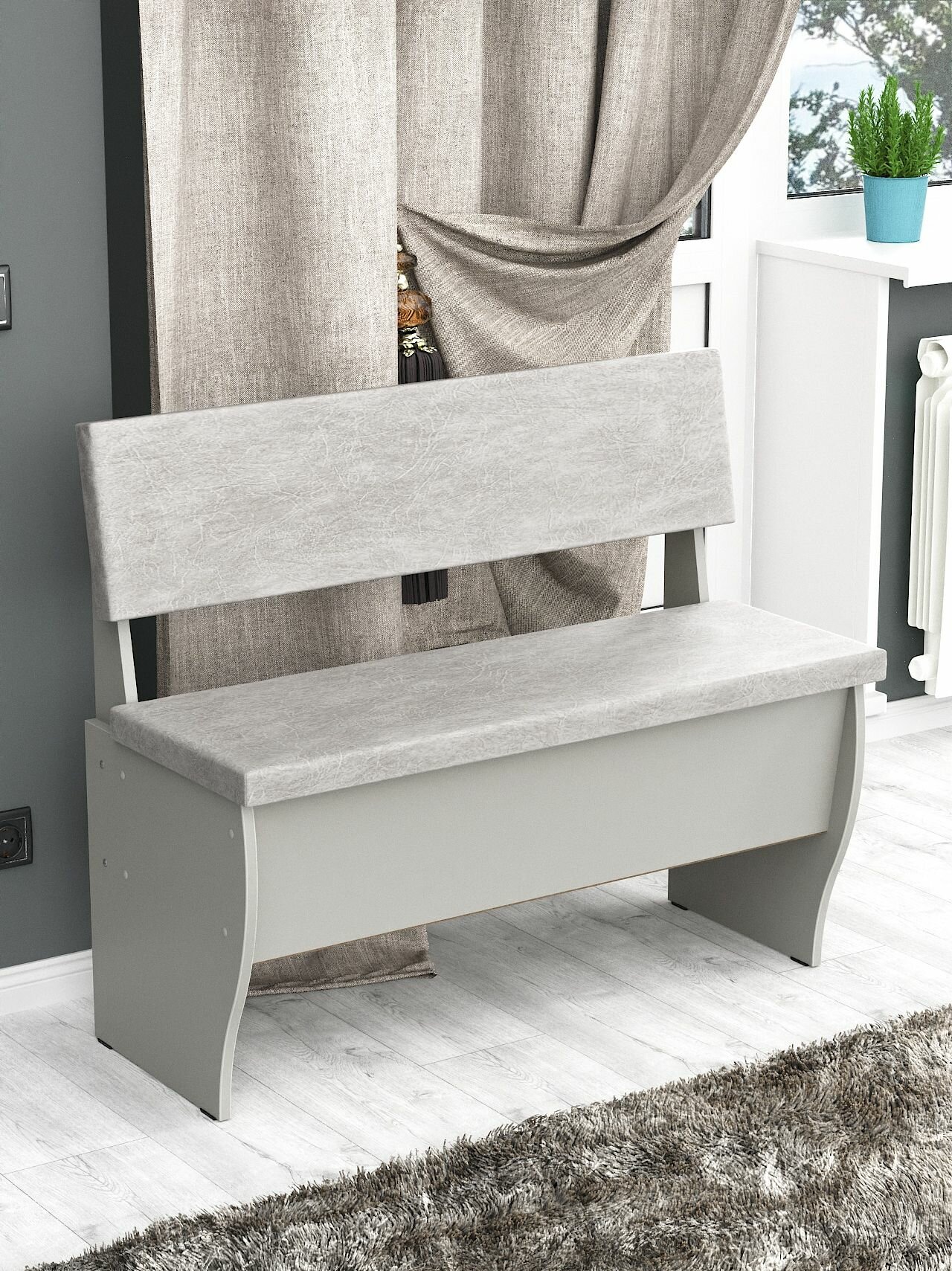 Скамья №2 для кухни с ящиком и спинкой