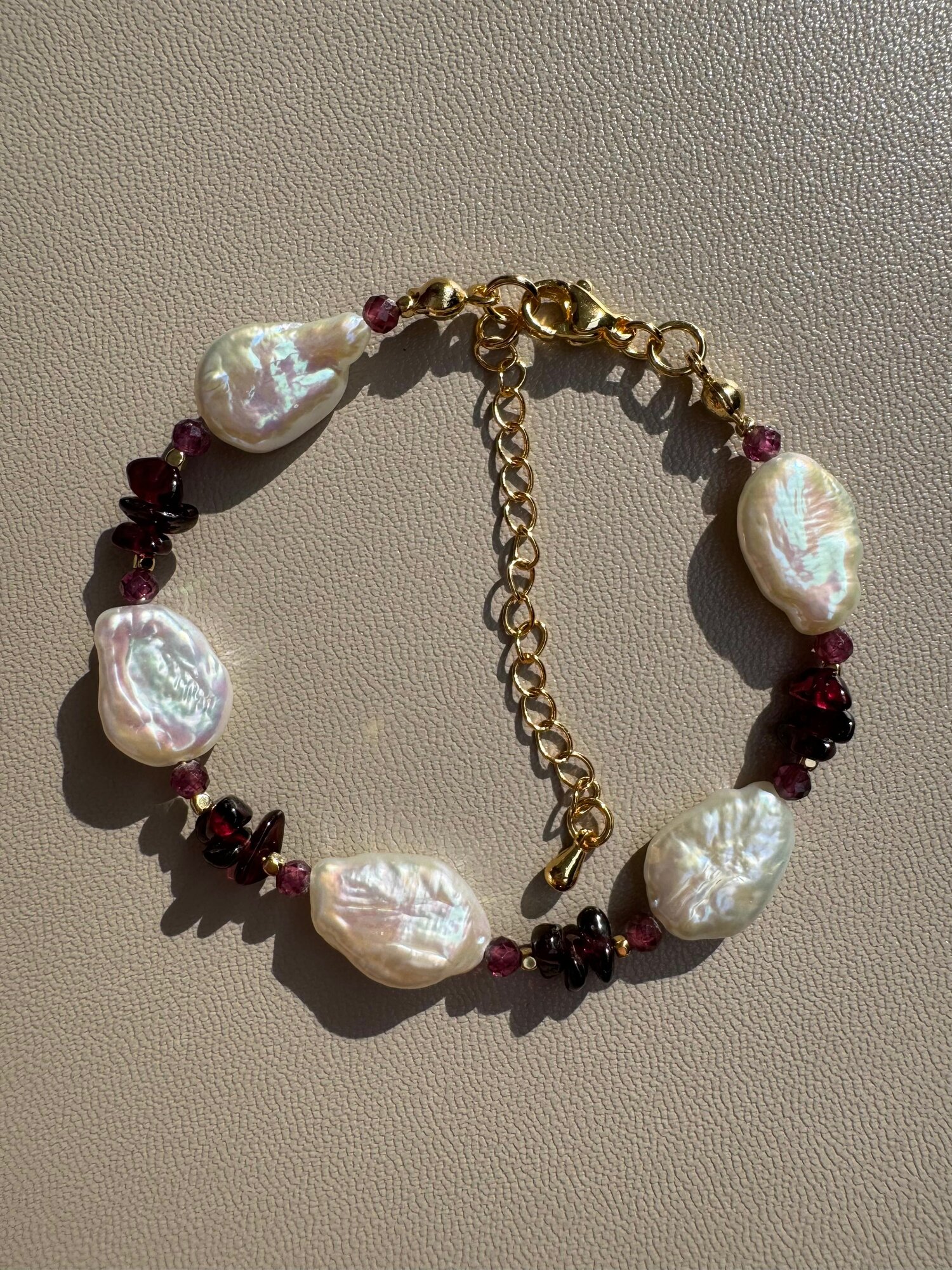 Браслет, гранат, жемчуг культивированный