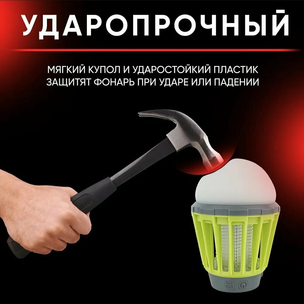 KIlNex RED мощный водонепроницаемый фонарь для кемпинга белый свет + красный 2600 (IP 67), с защитой от комаров, Type-C