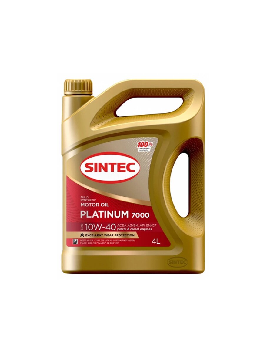 Моторное масло синтетическое SINTEC Platinum 7000 10w-40 A3/B4, 4 литра канистра