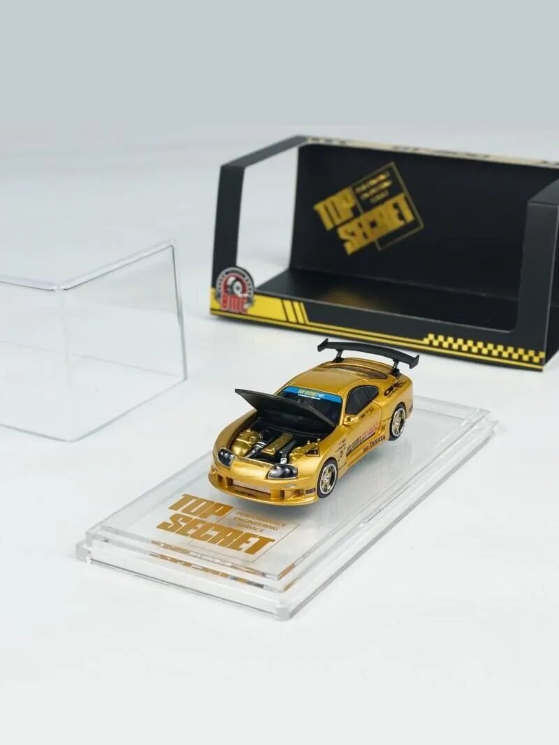 Машинка BMC 1:64 Toyota Supra (JZA80) X Top Secret -Gold Die-cast Alloy Car Model Collection Display Gift