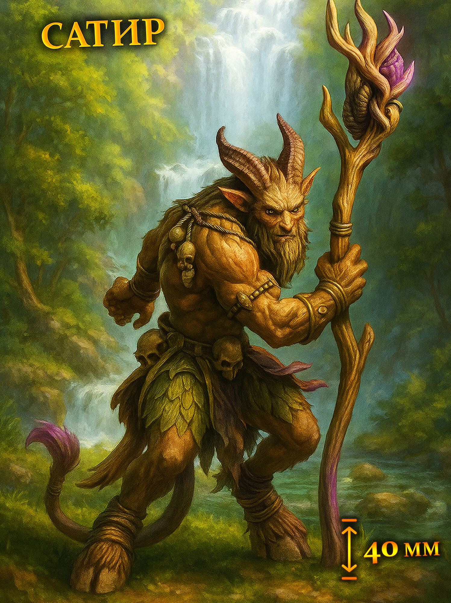 Сатир Шаман, Фавн, Тифлинг Вендиго (40мм) миниатюра для DnD (ДнД) и других Настольных игр( НРИ, Варгеймов или РПГ), фентези тематика