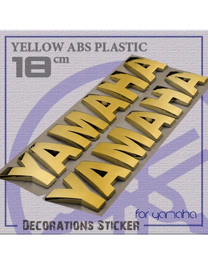 Шильдик наклейка на мотоцикл Yamaha объемная, пластик хром 18см, 2 шт.