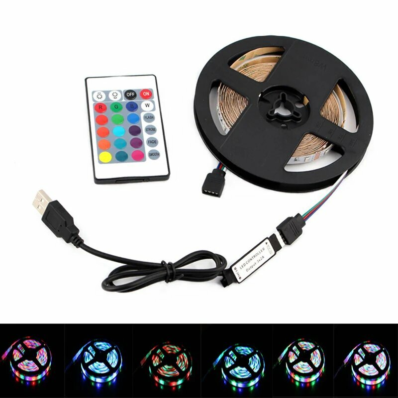 Светодиодная лента 5 В RGB USB 5 В PC TV Подсветка 2835 0,5 м 1 м 2 м 3 м 4 м 5 м 5 В Вольт USB Светодиодная лента RGB Lights Лампа Лента Диодная лента