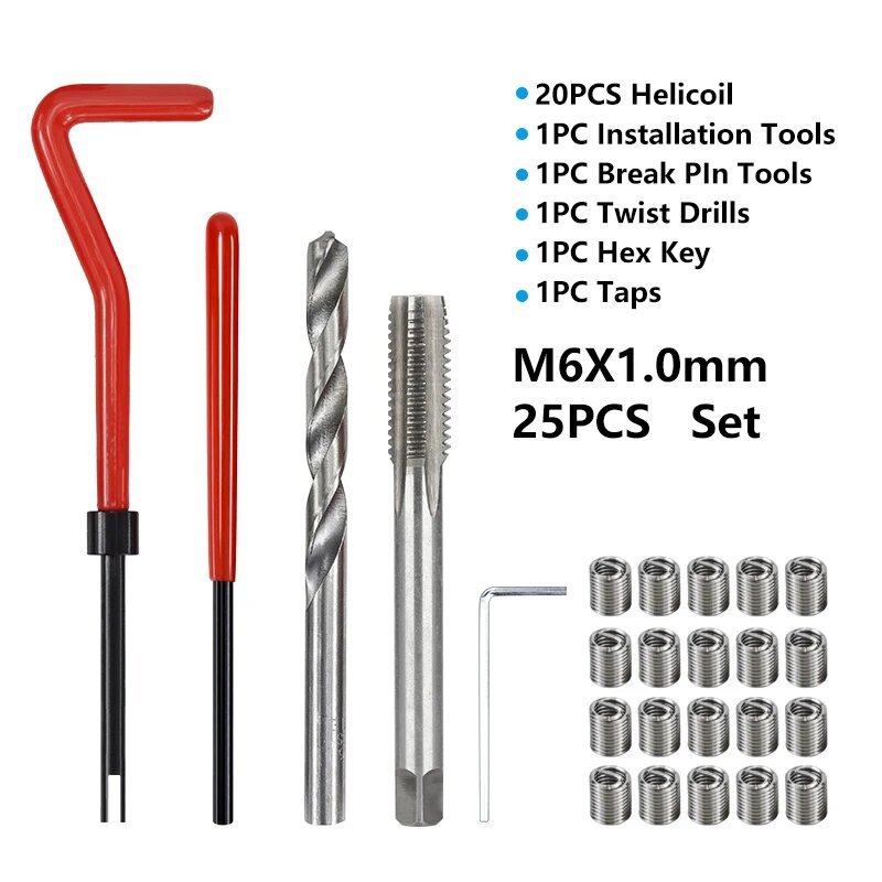 Набор для ремонта резьбы xcan M2-M16 25Pcs M6x1.0