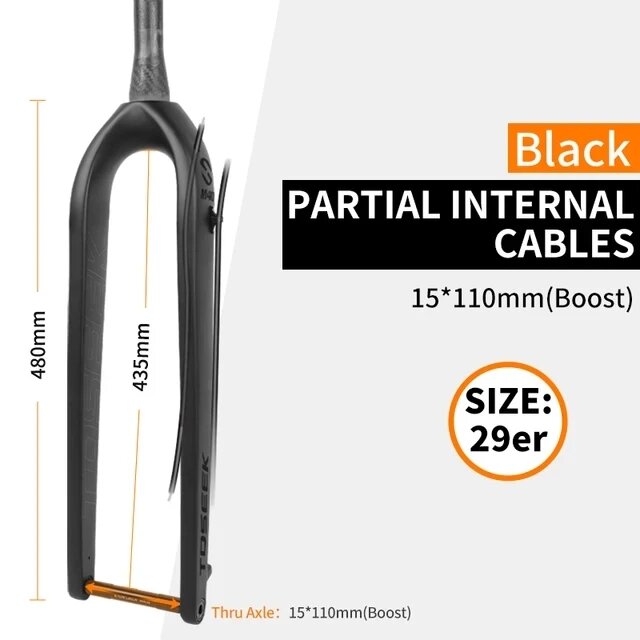 TOSEEK T800 черная вилка MTB 29 Semi internal