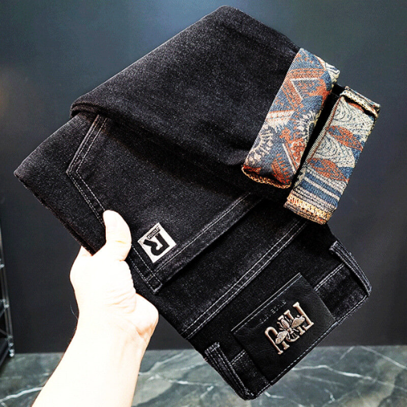 Слим тапер джинсы Rong Новые модные мужские джинсы повседневные универсальные широкие эластичные деловые прямые люксовые, Размер_38