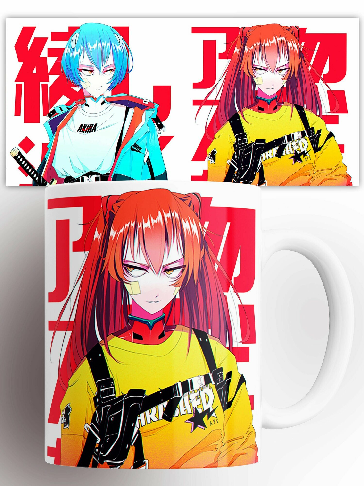 Кружка аниме Евангелион Аска Лэнгли и Рей Аянами Evangelion 330 мл