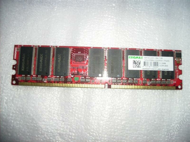 Оперативная память DIMM DDR1 512Mb PC-3200 Kingmax MPXC22D