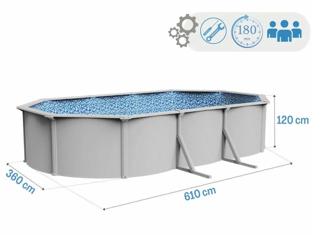 Bestway 56369 Hydrium Oval Pool Set 610х360х120 см, с песч. фильтромСтальной овальный бассейн Bestway 56369