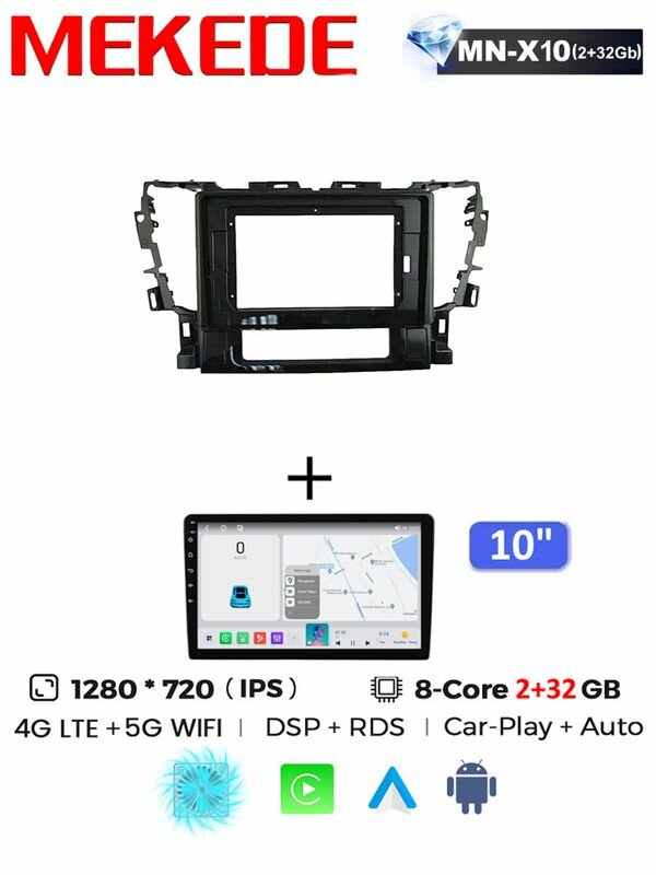 Магнитола 10.2" Mekede MN X10 Pro 2/32 Gb Toyota Alphard H30 2015-2020 c вырезом carplay