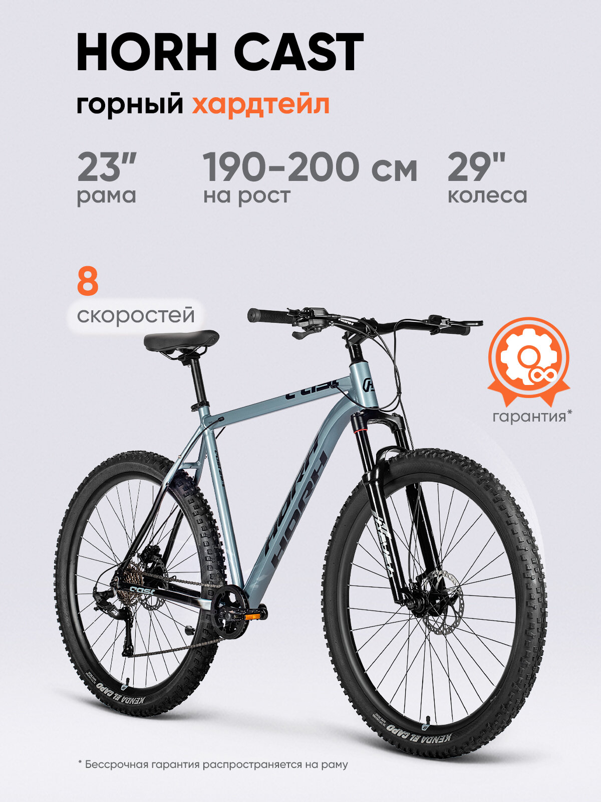 Велосипед взрослый горный HORH CAST HCSTHD 9.0 29" серый-голубой-черный