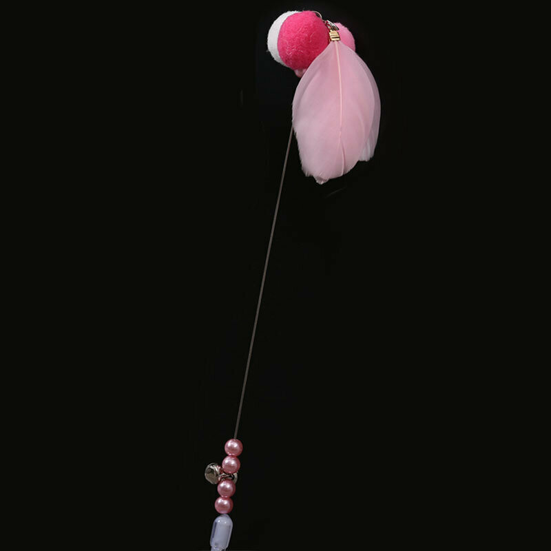 Дразнилка для кошек с колокольчиком, шуршащая игрушка-шарик, дразнилка-волшебная палочка с перьями, игрушка для кошек,