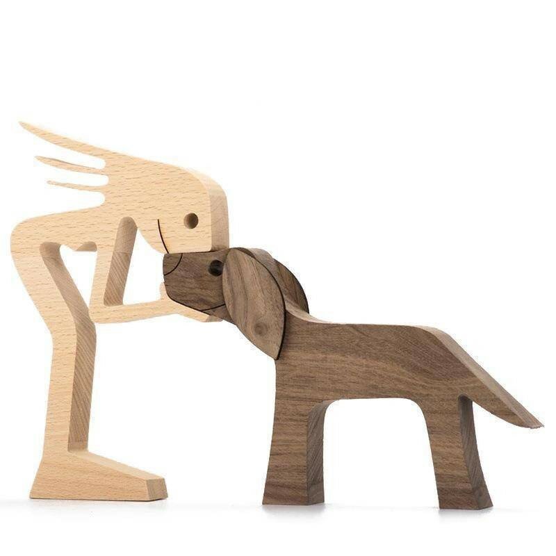 Деревянная фигурка собаки для питомца креативный дизайн для подарка и домашнего декора