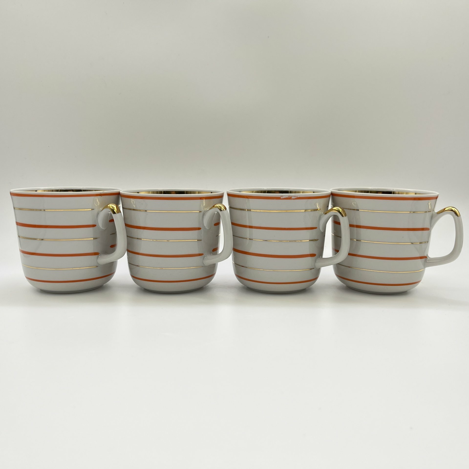 Набор из 4-х чашек "Радиоволны", фарфор, золочение