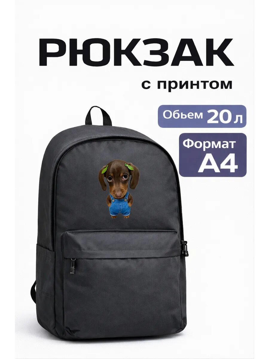 Рюкзак с принтом собака такса городской, повседневный, школьный, для парней и девушек
