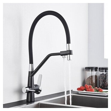 Смеситель для кухни MATRIX SMF-323357/BK хром/чёрный (2 в 1) для подключения фильтра питьевой воды