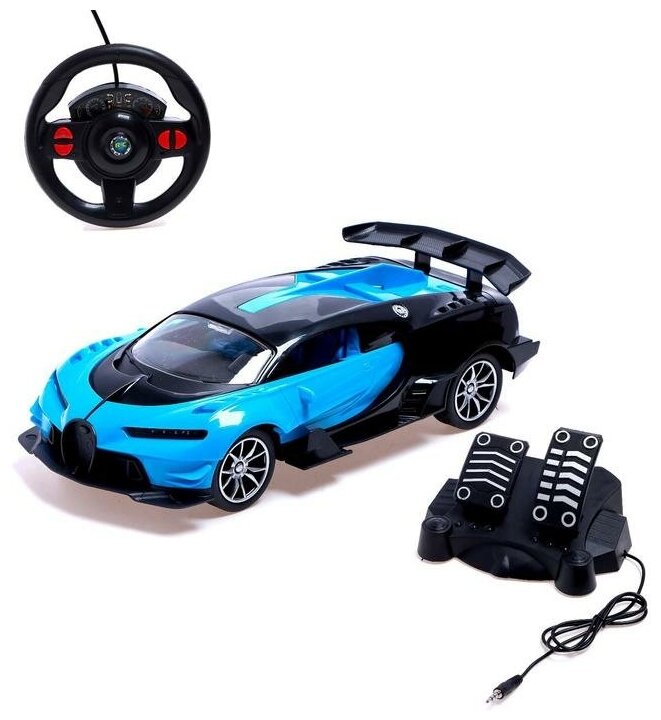 Автоград Машинка на пульте управления «Купе», радиоуправление, в комплекте педали и руль, работает от аккумулятора, синий