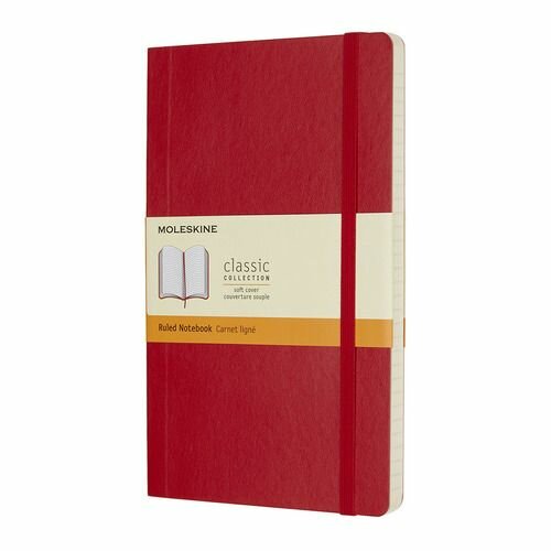 Блокнот Moleskine Classic Soft, 192стр, в линейку, мягкая обложка, красный [qp616f2]