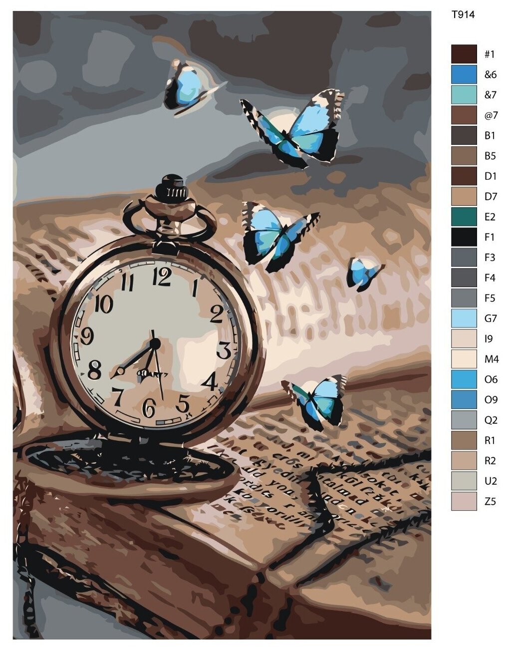 Картина по номерам T914 "Карманные часы" 40x60